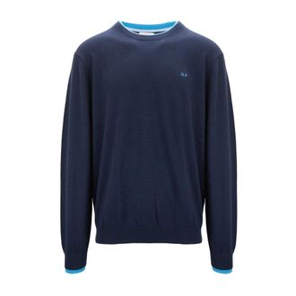 Sun 68 Woll-Baumwoll-Langarmpullover - - Knitwear - Herren - Blau - 2XL
