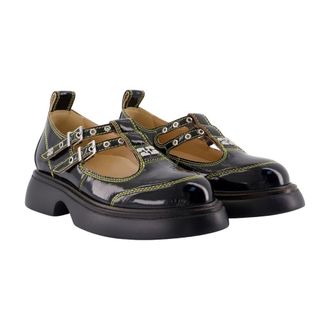 Ganni Womens Flat Black Synthetic