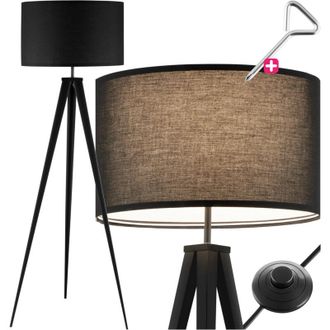 TecTake Tectake - Lampadaire Lunaris, abat-jour en tissu, tr&eacute;pied