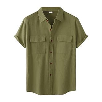 Generic Chemise d&eacute;contract&eacute;e pour homme Coupe ajust&eacute;e : sweat-shirt manches courtes chemise d&eacute;t&eacute; boutonn&eacute;e chemise de plage avec poche poitrine chemise sup&eacute;ri