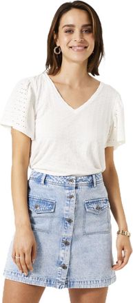 Garcia Garcia Damen Short Sleeve T-Shirt, Off White, XS EU