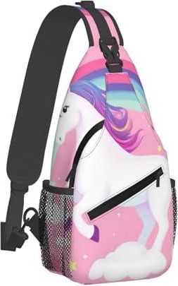 Generic Casual Sacoche Tactique Cheval Roses Mers Nuage Rainbow Sacs &agrave; Bandouli&egrave;re Multifonction Sac DEpaule pour Homme &eacute;cole Femme