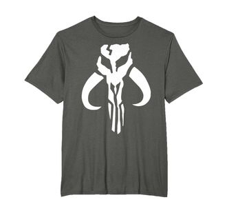 Star Wars Mandalorian Skull Light Chest Logo T-Shirt