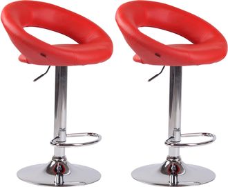 Clp 2er Set Barhocker Olinda Kunstleder I Thekenhocker H&ouml;henverstellbar I Barst&uuml;hle Mit Fu&szlig;st&uuml;tze I Tresenst&uuml;hle Mit Trompetenfu&szlig; Metall, Farbe:rot, Geste