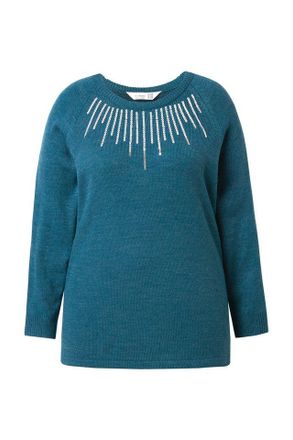 Miamoda Strickpullover Pullover Pailletten Raglan-Langarm