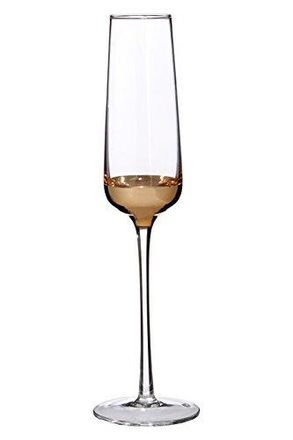 Premier Housewares Horizon Champagner Gläser, transparent/Gold, 7 x 7 x 26 cm, Set 4 Stück