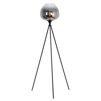Globo Lighting LED Stehleuchte Stativ Rauchglas Esszimmerleuchte Stativlampe stehend Rauchglas schwarz, Metall, 1x E27 Filament LED warmwei&szlig;, DxH 65x145 cm