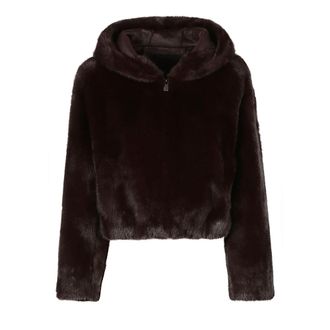 Pinko Pinko, Femme, Vestes, Brun, Taille: 40 FR Veste &agrave; capuche en fausse fourrure Gasteria