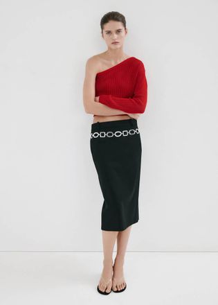 Mango Asymmetrischer Strickpullover rot - Damen - XXS - MANGO