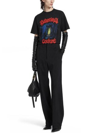 Balenciaga Logo Cotton T-Shirt - Black