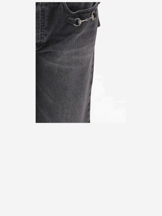 Gucci Womens Denim Jeans With Clamp Detail Dark Cotton