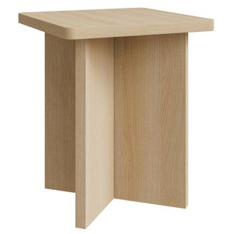 Selsey Quadratischer Couchtisch Eiche - Holz Couchtisch Klein 42 cm mit geometrischer Basis, Eleganter Minimalismus im Japandi-Stil f&uuml;r Wohnzimmer, Modernes 