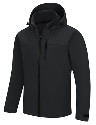 Baleaf Softshelljacke f&uuml;r Herren Wasserabweisend &Uuml;bergangsjacke Winddicht Winterjacke Fleece Gef&uuml;ttert Fahrradjacke Wanderjacke Windjacke Schwarz 3XL