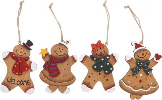 Cabilock 4st&uuml;cke Lebkuchenmann Weihnachtsanh&auml;nger Aus Holz H&auml;ngende Weihnachtsbaumdekoration Christbaumkugel Schlicht Und Elegant Und Fein