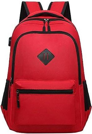 Generic Sac &agrave; dos d&eacute;cole unisexe classique pour adultes et adolescents avec port USB pour le lyc&eacute;e, le travail, le voyage, le d&eacute;jeuner pour femme, Rouge, tail