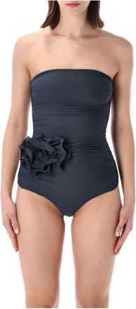 Magda Butrym Femme, Maillots de bain, Gris, Taille: 36 FR Maillot de bain drap&eacute; sans bretelles avec application fleur