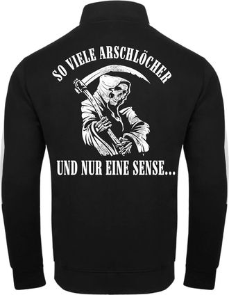 Spass Kostet Herren Trainingsjacke mit Streifen So viele Arschl&ouml;cher Sensenmann Totenkopf Jacke