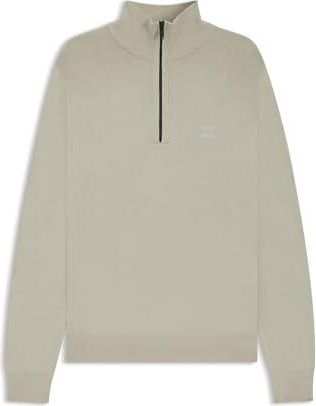 BOSS Hommes Kanobix S Pull en Coton et Cachemire avec Encolure zipp&eacute;e