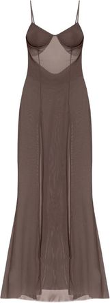 Bond-Eye mesh slit maxi dress - Braun