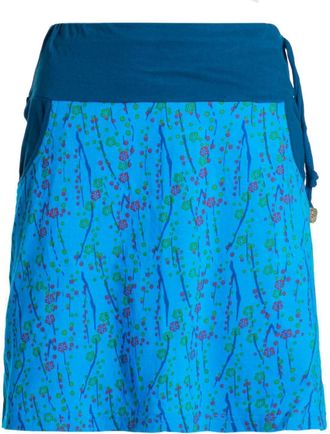 vishes Alternative Bekleidung - Damen Mini-Rock Baumwolle Blumen-Muster Kordelzug-Bund mit Taschen blau 40