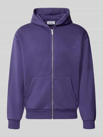 Review Relaxed Fit Sweatjacke aus Baumwoll-Mix mit Label-Detail