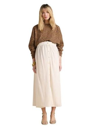 Envie de Fraise Jupe Longue Grossesse en Viscose et Lin Beige 44
