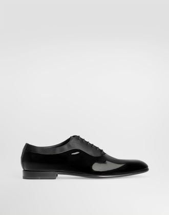 Dolce & Gabbana Brogues Aus Lackleder - Mann Schn&uuml;rschuhe Schwarz 43.5
