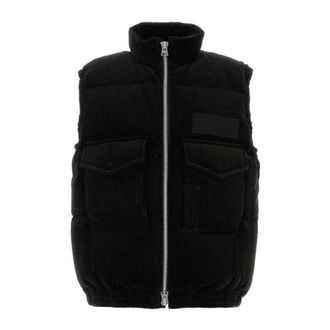 sacai Homme, Vestes, Noir, Taille: S Veste Rembourr&eacute;e en Velours C&ocirc;tel&eacute;