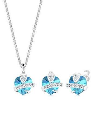 Elli Femme Ensemble de Bijoux Pendentifs, Coeur, (925/1000) Cristal