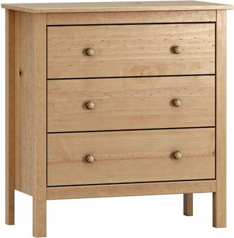 PEGANE Commode, meuble de rangement avec 3 tiroirs coloris chêne cambrian - longueur 76 x profondeur 40 x hauteur 81 cm Pegane