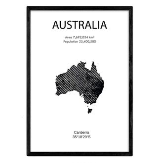 Nacnic Poster von Australien. Bl&auml;tter von L&auml;ndern und Kontinenten. A3 Gr&ouml;&szlig;e