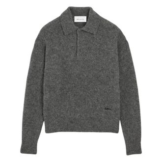 Ami Woll- und Alpakapolo mit Ami-Stickerei - - Knitwear - Herren - Grau - S