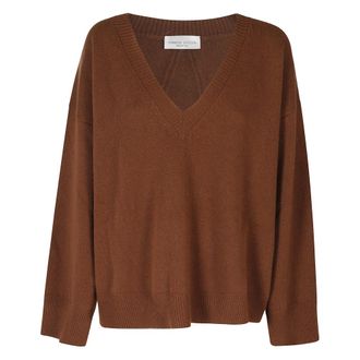 Roberto Collina Pull &agrave; col en V en laine m&eacute;rinos - Femme - Pulls - Brun - Taille: 36 FR
