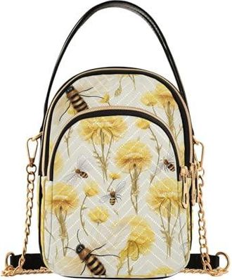 Mnsruu Sac à bandoulière pour femme avec sangle réglable Motif abeille Jaune