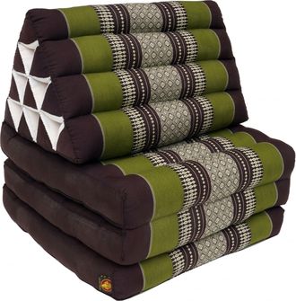 Guru Shop Thaikissen, Dreieckskissen, Kapok, Tagesbett mit 3 Auflagen - Braun/gr&uuml;n, 30x50x160 cm