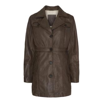 Notyz Lange Lederjacke - - Jackets - Damen - Braun - XS