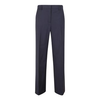 Max Mara Femme, Pantalons, Bleu, Taille: 34 FR Pantalon Palazzo Pliss&eacute; en Toile de Laine Visivo