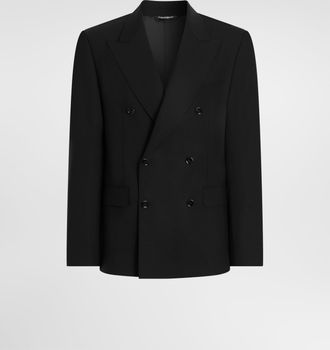 Dolce & Gabbana Jacke Sicilia Light Aus Wolle Mit Doppelreihiger Knopfleiste - Mann Anz&uuml;ge Und Blazer Schwarz 46