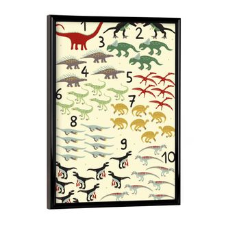 artboxONE Poster mit schwarzem Rahmen 18x13 cm F&uuml;r Kinder Dinosaurier Zahlen 1-10 - Bild Dinosaurier Animals bunt