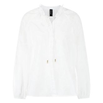 Marc Cain Leichte Tunika mit Stickerei und R&uuml;schen - - Blouses & Shirts - Damen - Wei&szlig; - M