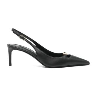 Dolce & Gabbana Lollo Slingback aus Seide und Nappa-Leder - - Shoes - Damen - Schwarzk - 38 EU