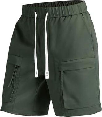 Generic Short de surv&ecirc;tement chino pour homme - Short de marche avec poches - Chino cargo extensible gris - Coupe ajust&eacute;e - Pantalon cargo extensible pour hom