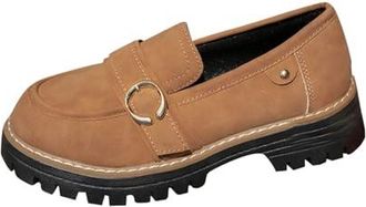Generic Mocassins Femme Chaussures De Marche Plateforme sans Lacets Bout Rond Loafers Ballerines Antidérapant Légères Rétro Chaussures Bateau Printemps Automn