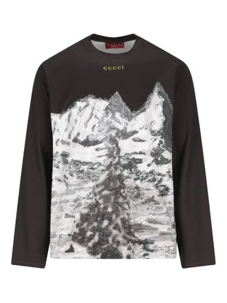 Gucci Langarmshirt mit grafischem Print - Schwarz