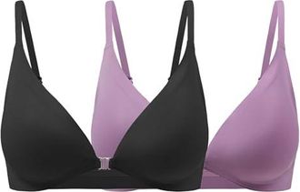 Generic V&ecirc;tements Femme Confort Soutien-gorge sur toute la surface Fermeture avant Col en V profond Sans coutures Soutien-gorge r&eacute;glable sans fil, Rose, XL