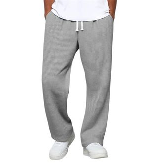 Generic Pantalon gaufr&eacute; pour homme - Coupe d&eacute;contract&eacute;e - Taille &eacute;lastique - Pantalon de surv&ecirc;tement de loisirs - Jambe droite - Pantalon de surv&ecirc;tement respi