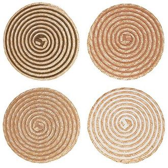 Villa D'Este Home Tivoli Set mit 4 runden Platzdeckchen 38 cm aus Bast, spiralf&ouml;rmig, Spiral Chocolate