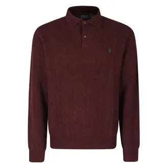 Polo Ralph Lauren Pullover aus Woll-Kaschmir im Zopfmuster-Design mit Polokragen - - Knitwear - Herren - Braun - M