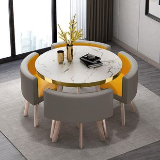 Generic 5-teiliges K&uuml;chen-Esszimmer-Set, runder Fr&uuml;hst&uuml;ckstisch mit 4 St&uuml;hlen, runder Konferenztisch f&uuml;r K&uuml;che/Esszimmer