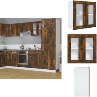 vidaXL H&auml;ngeschrank Glas R&auml;uchereiche 60x31x60 cm Holzwerkstoff - K&uuml;chenregal - H&auml;ngeschrank - Vitrine - Aufbewahrung - Holzschrank
